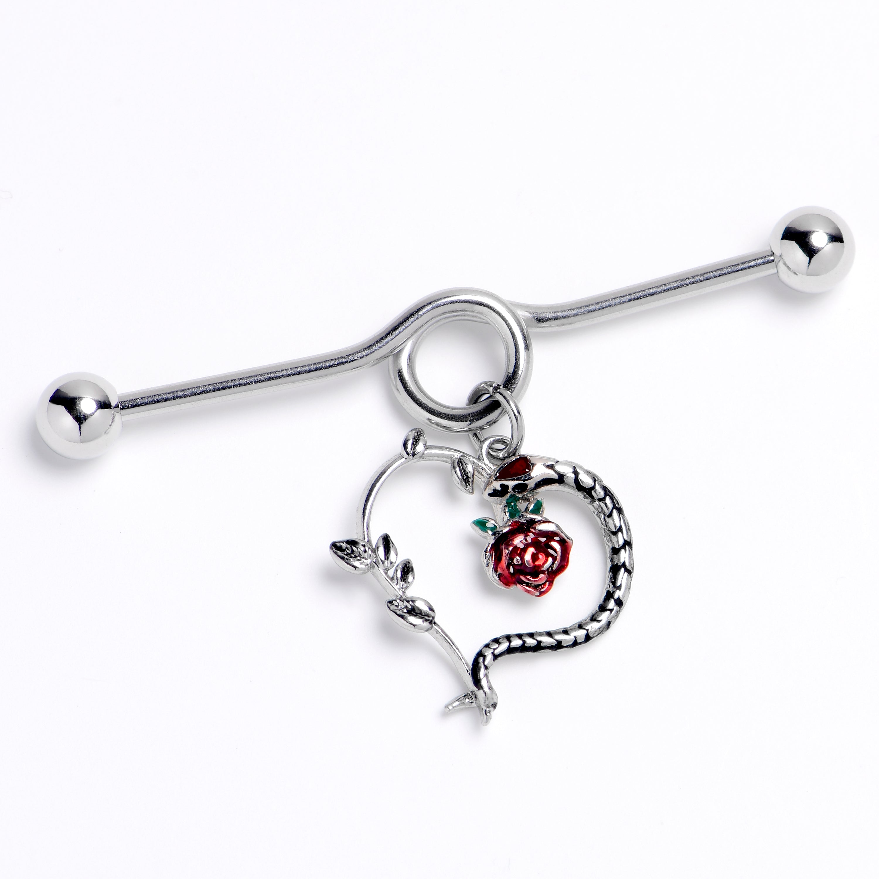 14 Gauge Snake Heart Flower Dangle Project Bar 38mm