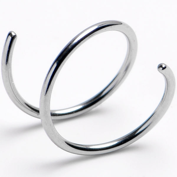 20 Gauge Double Hoop 316L Surgical Steel Left Spiral Nose Ring – BodyCandy