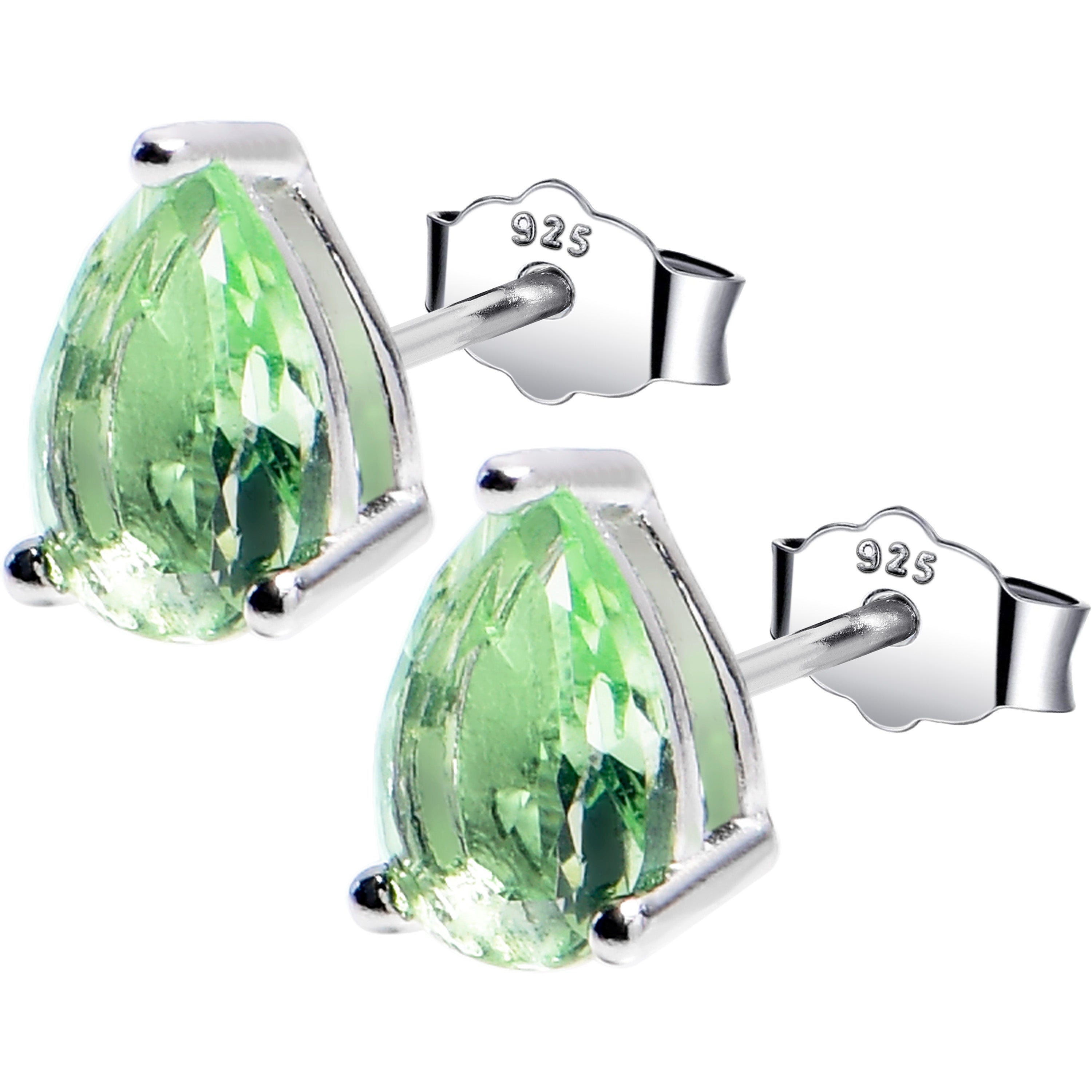 5mm CZ Pear 925 Sterling Silver August Birthstone Stud Earrings