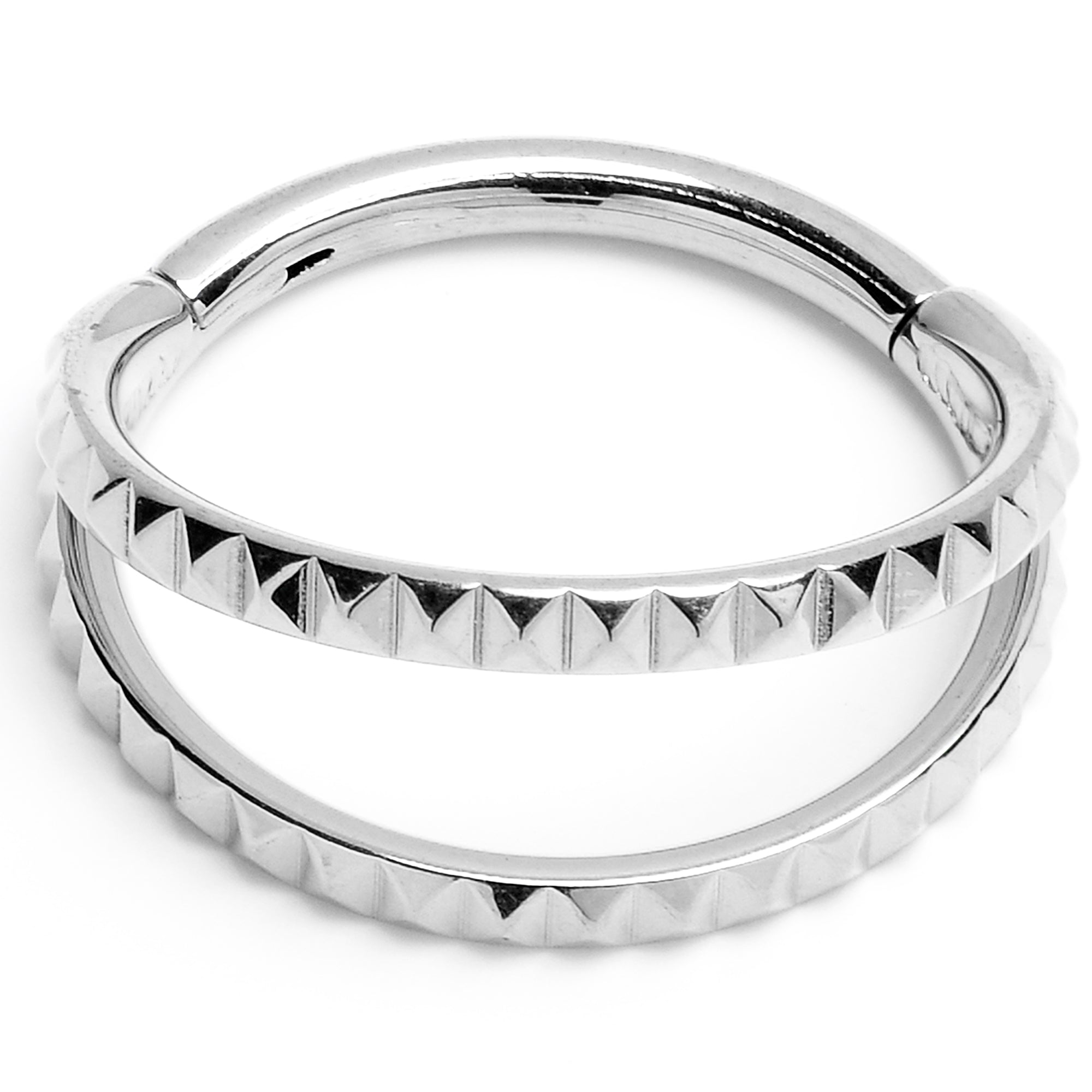16 Gauge 3/8" 316L Steel Double Spike Precision Hinged Segment Ring