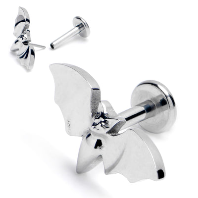 16G 1/4 G23 Titanium Bat Threadless Push In Labret Tragus