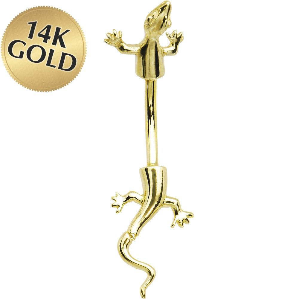 Solid 14kt Yellow Gold Lizard Belly Ring