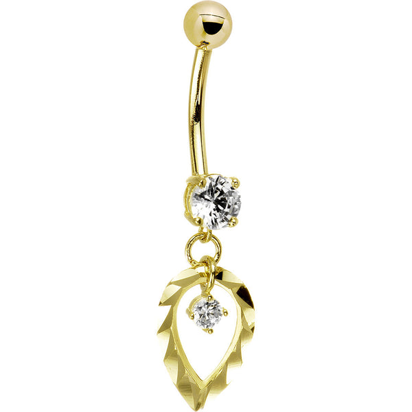 Solid 14kt Yellow Gold Exclusive Dangle Belly Ring – BodyCandy