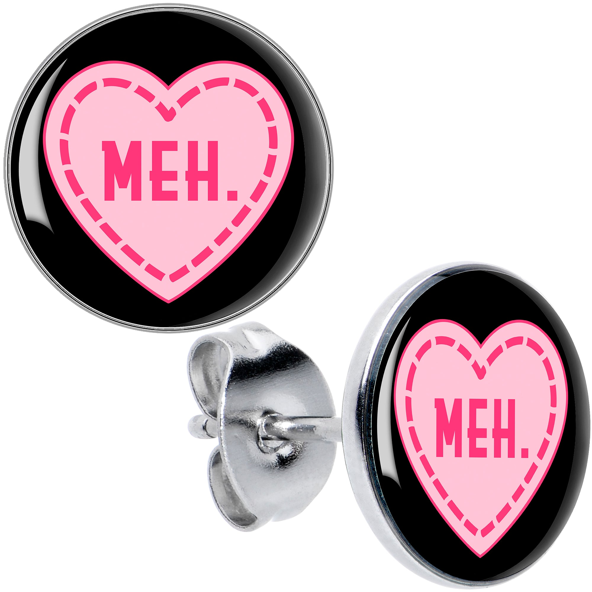MEH Heart Stud Earrings by Onyx O