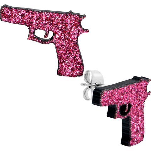 Yellow Glitter Gun Stud Earrings Set – BodyCandy