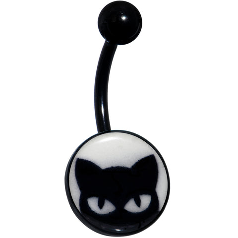 Black Glow in the Dark Peeking Black Cat Belly Ring – BodyCandy