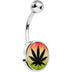Steel Glow in the Dark Rainbow Ganja Leaf Belly Ring