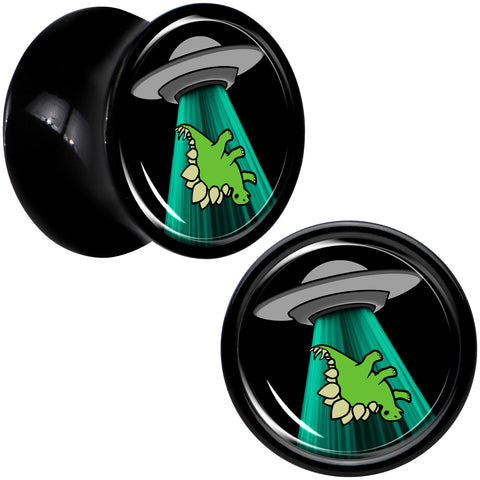 Black Acrylic Alien UFO Dinosaur Abduction Double Flare Plug Set ...