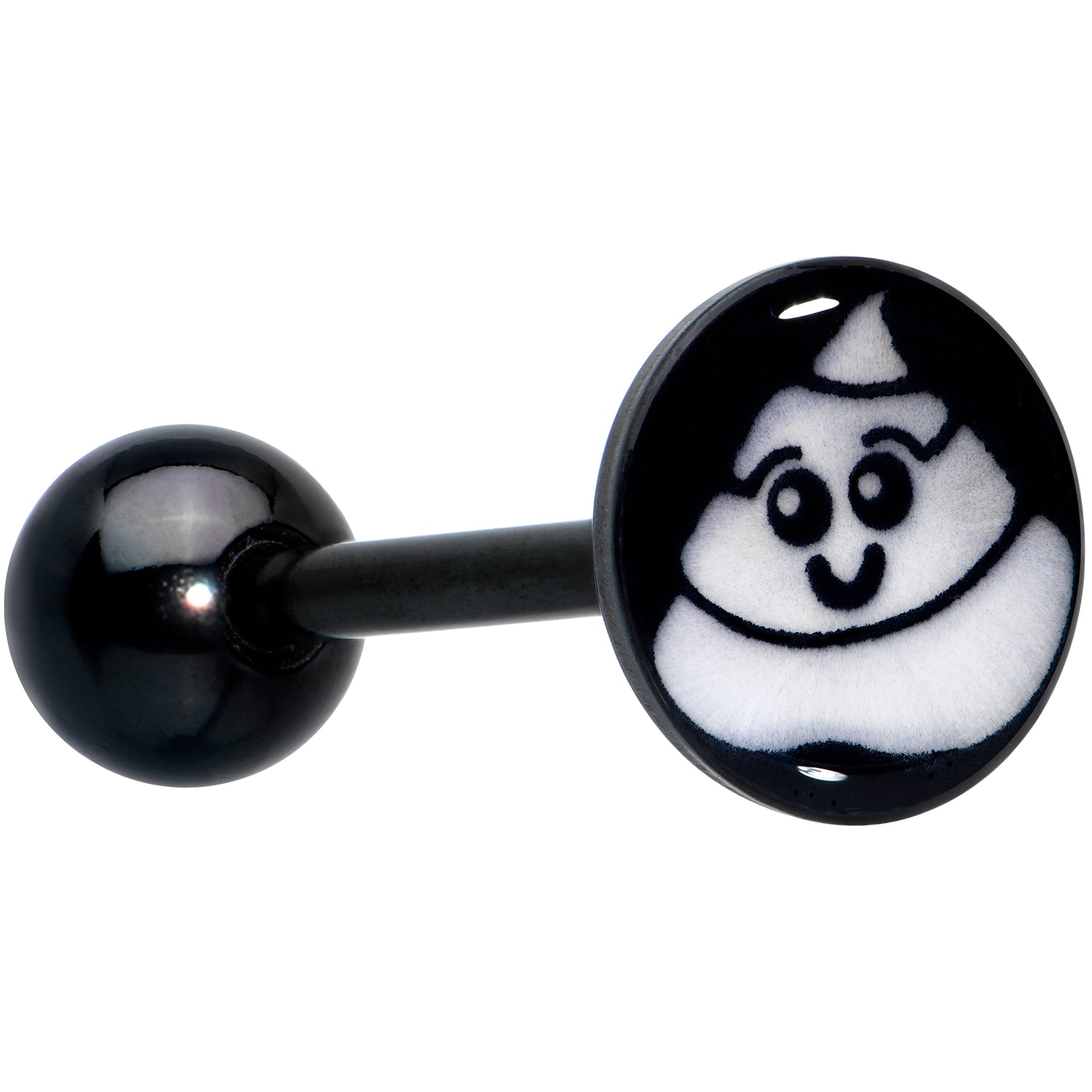 Glow in the Dark Black Anodized Poop Barbell Tongue Ring