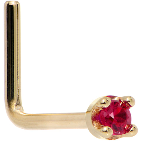 Solid 18KT Yellow Gold 1.5mm Diamond Cut Genuine Ruby Nose Ring – BodyCandy