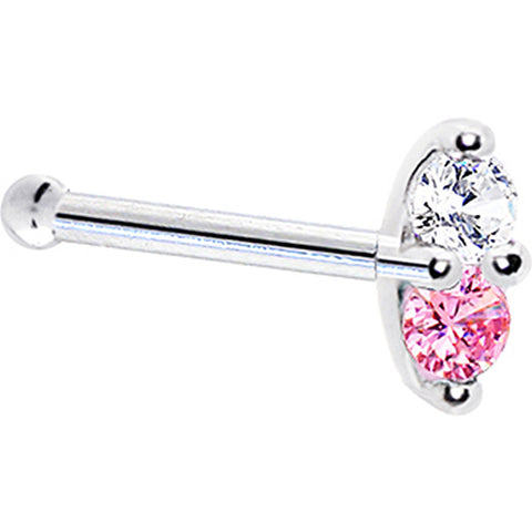 14kt White Gold Pink 1.5mm CZ Marquise Nose Ring – BodyCandy