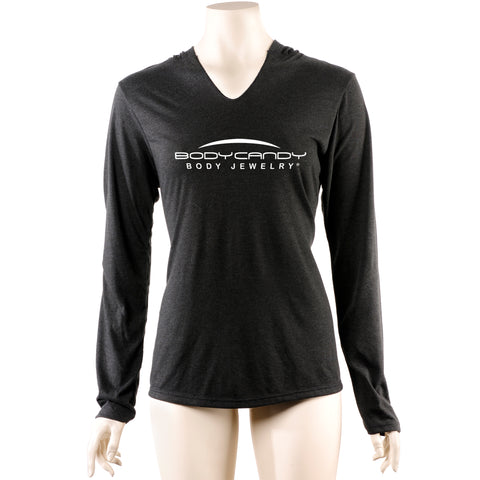 Body Candy Logo Gray Frost Tapered Long Sleeve Hoodie – BodyCandy