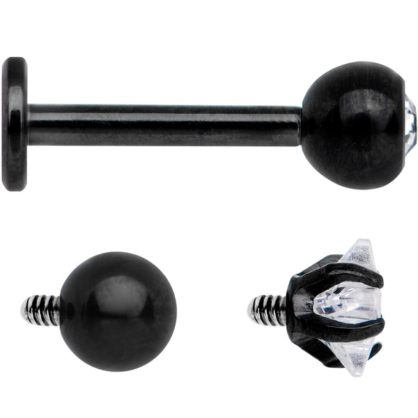 Clear CZ Gem Black PVD Internally Threaded Labret Set of 3 Ends – BodyCandy