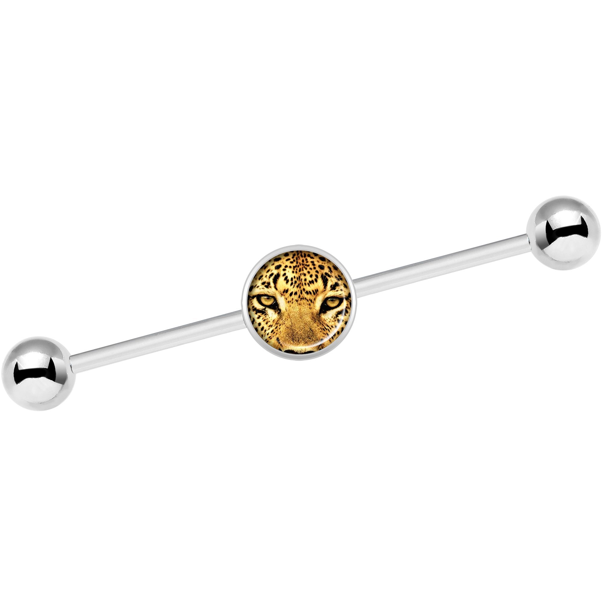 14 Gauge Full Color Leopard Eyes Industrial Barbell 37mm