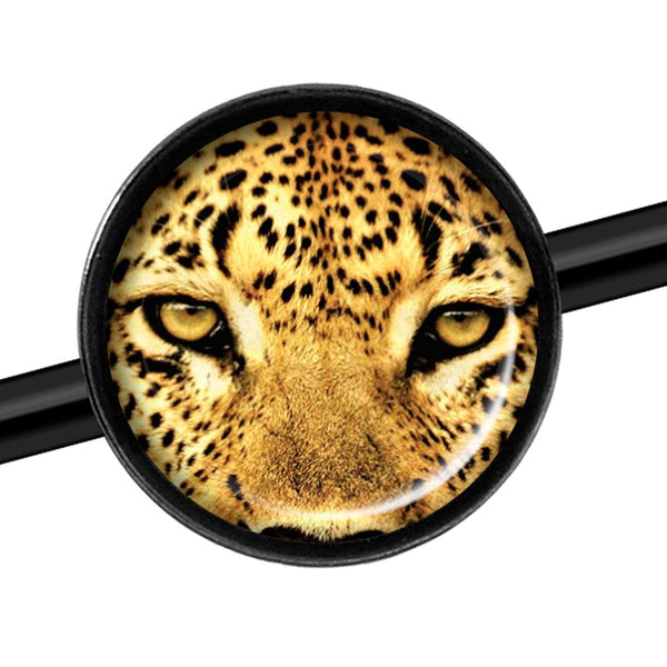 14 Gauge Full Color Leopard Eyes Black Industrial Barbell 37mm – BodyCandy
