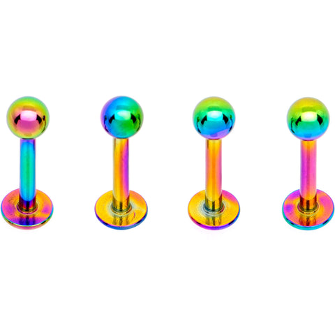 16 Gauge 5/16 Rainbow Black PVD Pack Set of 12 Labret Monroe – BodyCandy