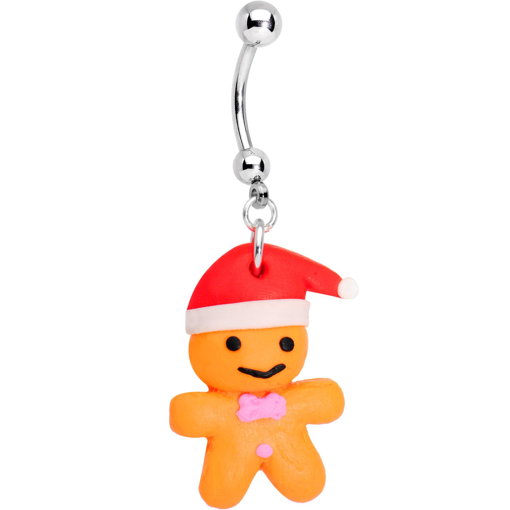 Holiday Gingerbread Santa Dangle Belly Ring