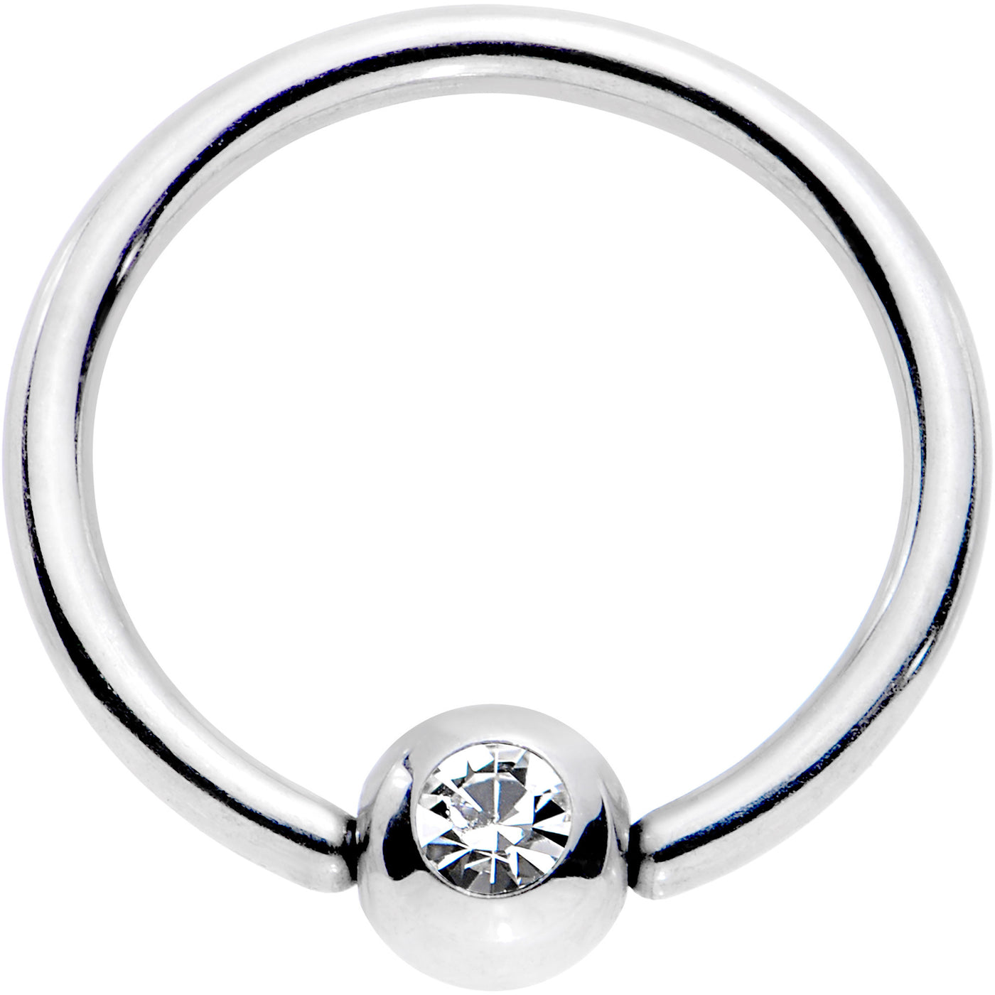 20 Gauge 5/16 Clear CZ Gem Steel 3mm Ball BCR Captive Ring
