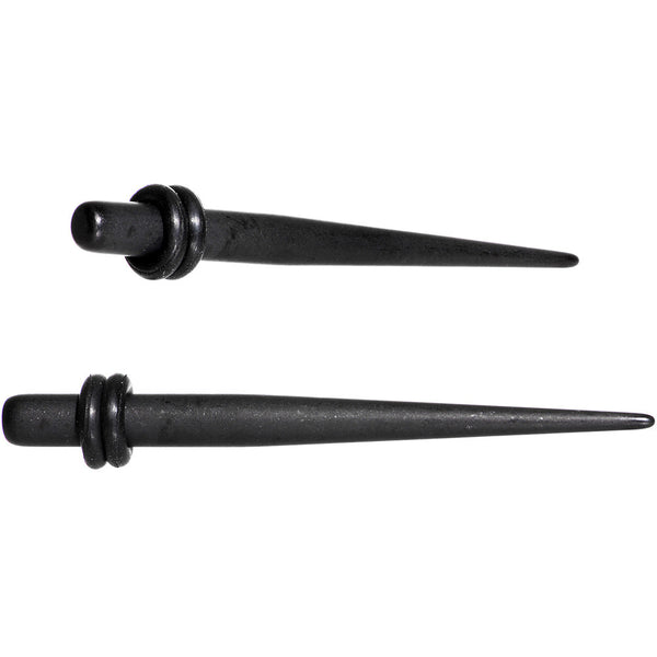 6 Gauge Matte Black IP Steel Straight Taper Set – BodyCandy