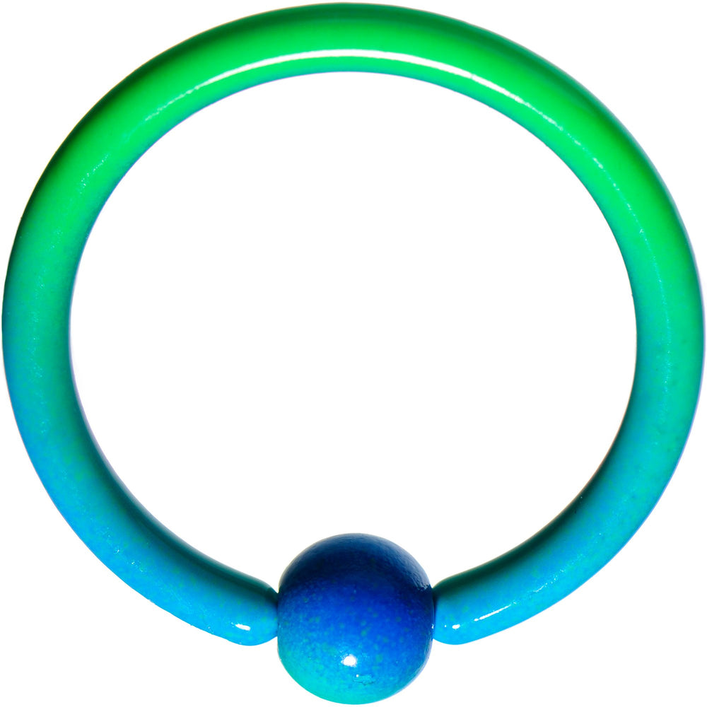 16 Gauge 3/8 Color Plated Blue Green Fade BCR Captive Ring