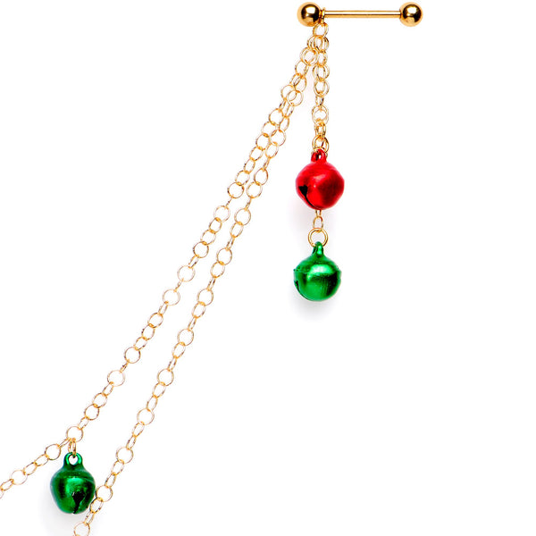 Handcrafted Gold Tone Anodized Christmas Bells Dangle Nipple Chain ...