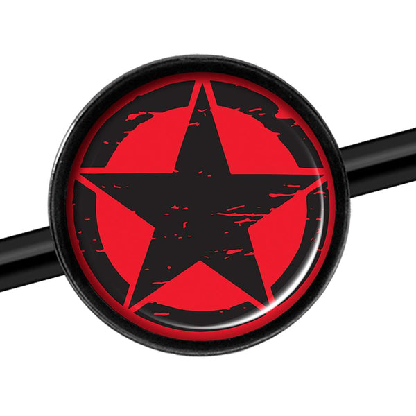 14 Gauge Black Red Distressed Star Black Industrial Barbell 37mm ...