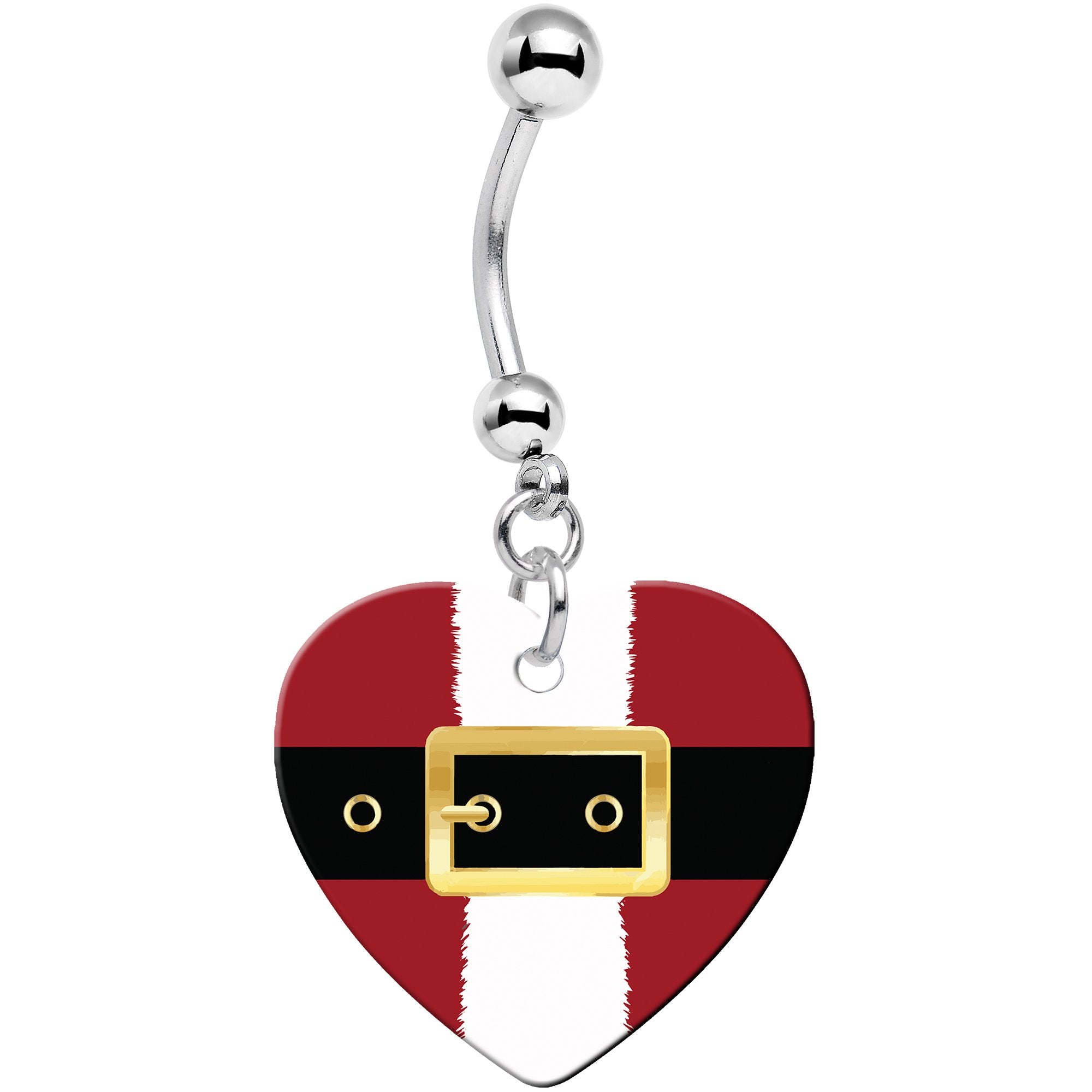 Christmas Santa Suit Heart Dangle Belly Ring