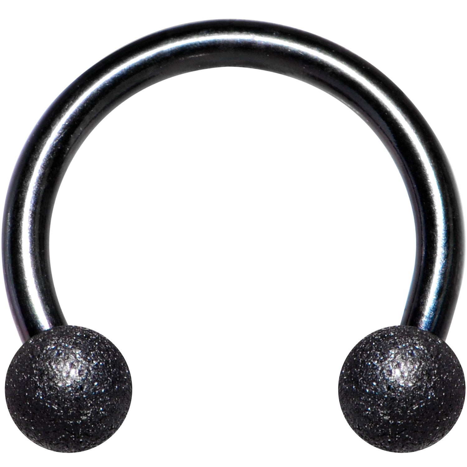 18 Gauge 5/16 Black Color PVD Textured Horseshoe Circular Barbell