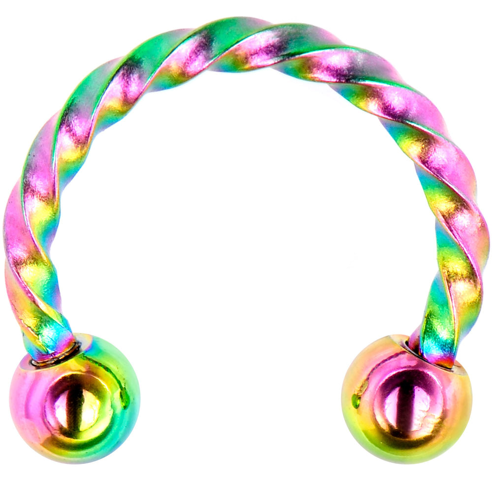 5/16" Rainbow IP Seriously Twisted Horseshoe Curved Barbell