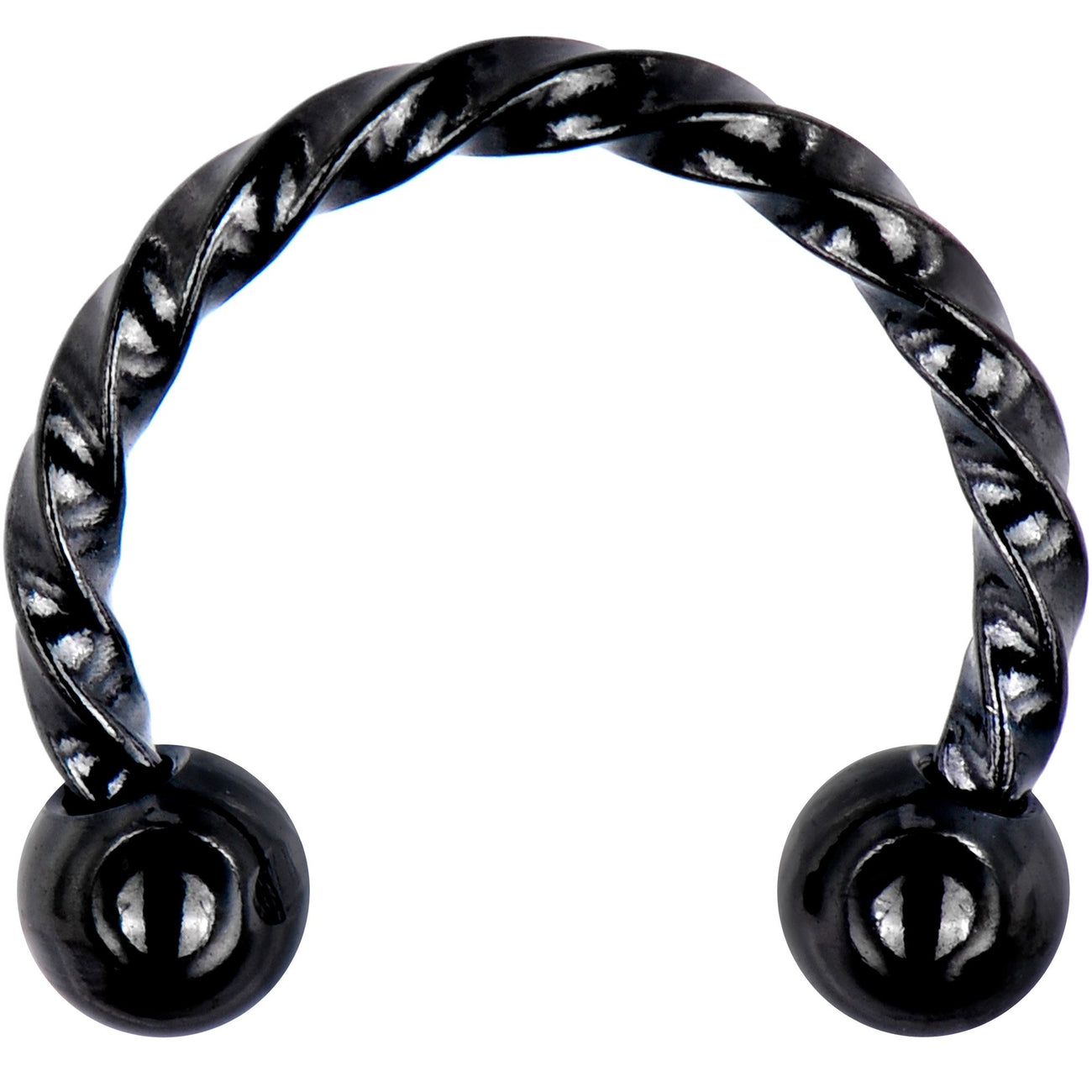 5/16" Black IP Seriously Twisted Horseshoe Curved Barbell