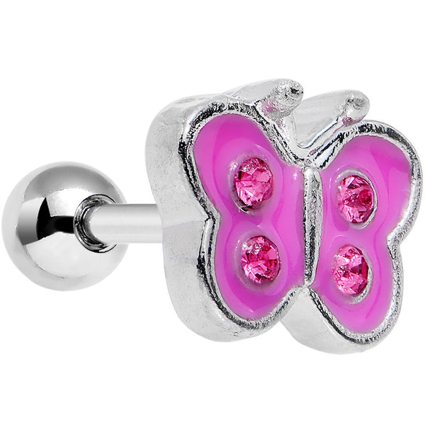 14 Gauge 1/4 Pink Cutiepie Butterfly Tragus Cartilage Earring – BodyCandy