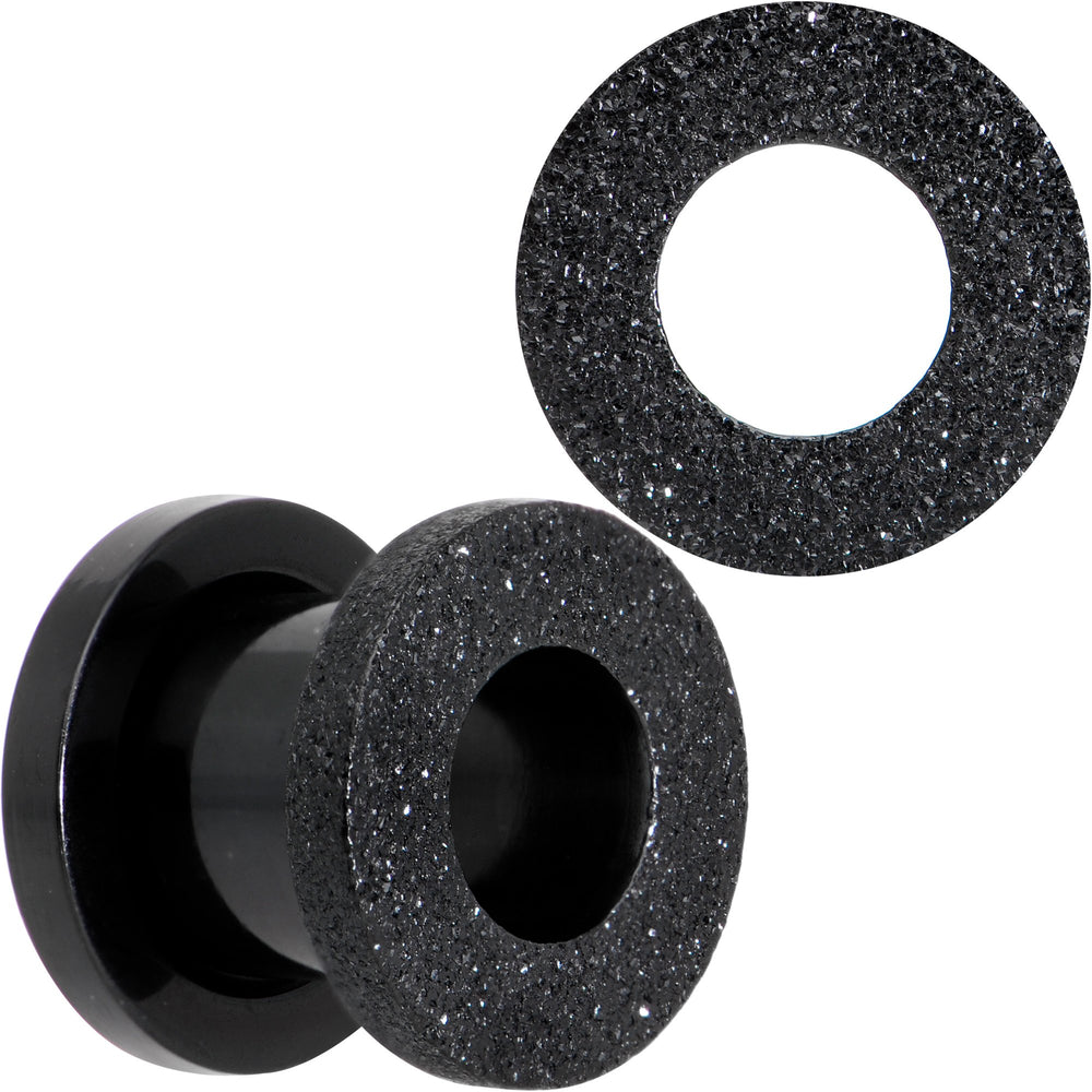Black PVD Sandblasted Screw Fit Tunnel Plug Set 5mm to 16mm