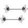 9/16 White Faux Opal Three Petal Flower Barbell Nipple Ring Set