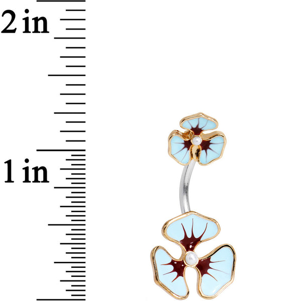 Blue and Purple Hibiscus Flower Double Mount Belly Ring – BodyCandy