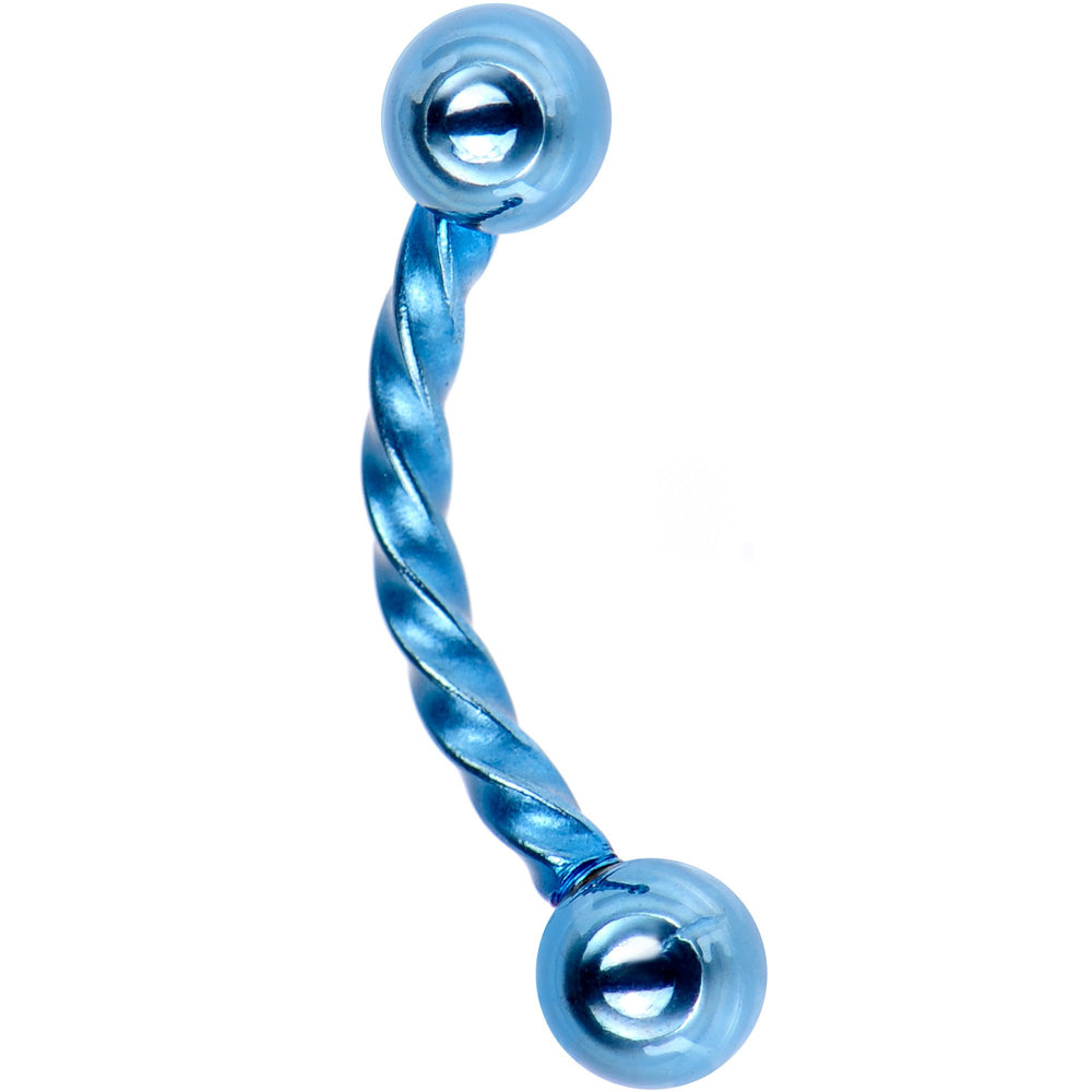 16 Gauge 5/16 Light Blue IP Seriously Twisted Curved Eyebrow Ring